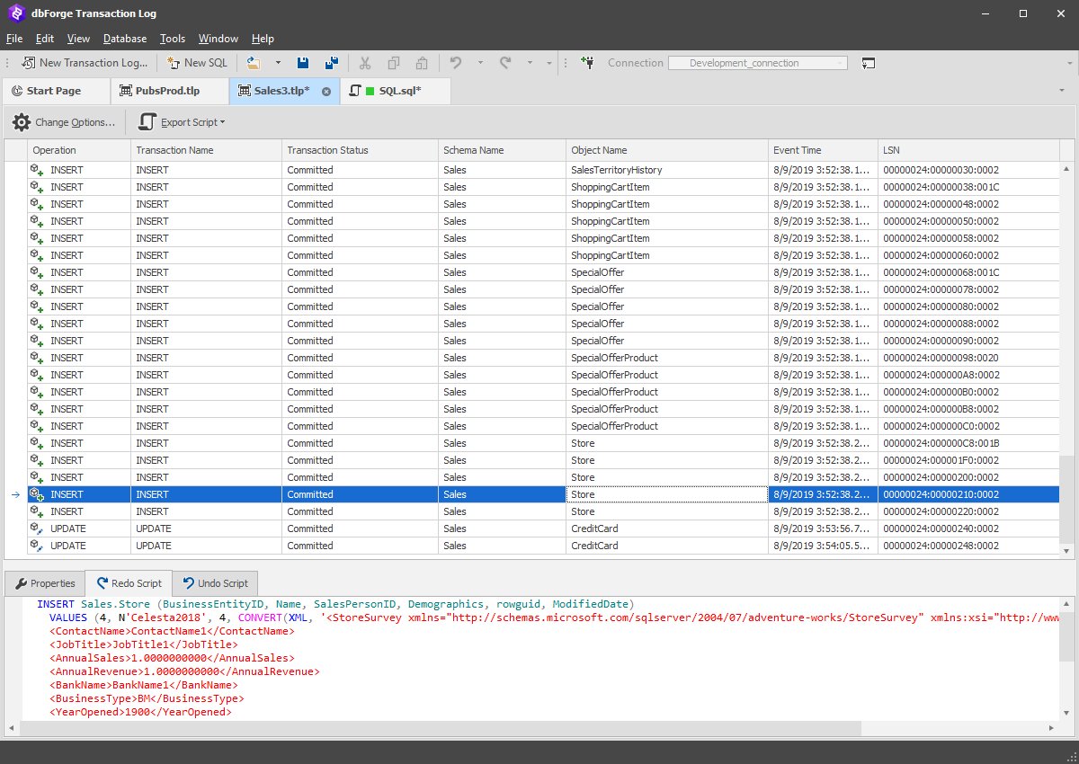 dbForge Transaction Log for SQL Server Download